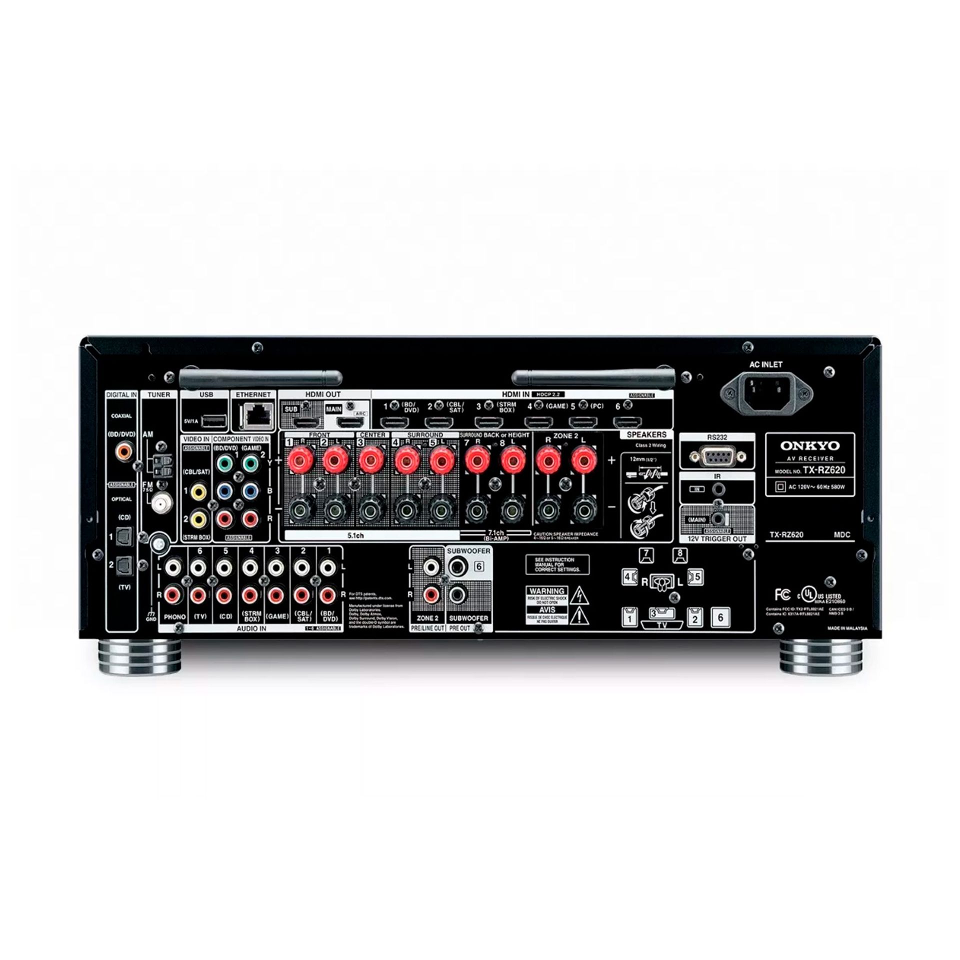 RECEIVER ONKYO TX-RZ620 7.2 AIRPLSY DOBLY ATMOD REV - X5Music